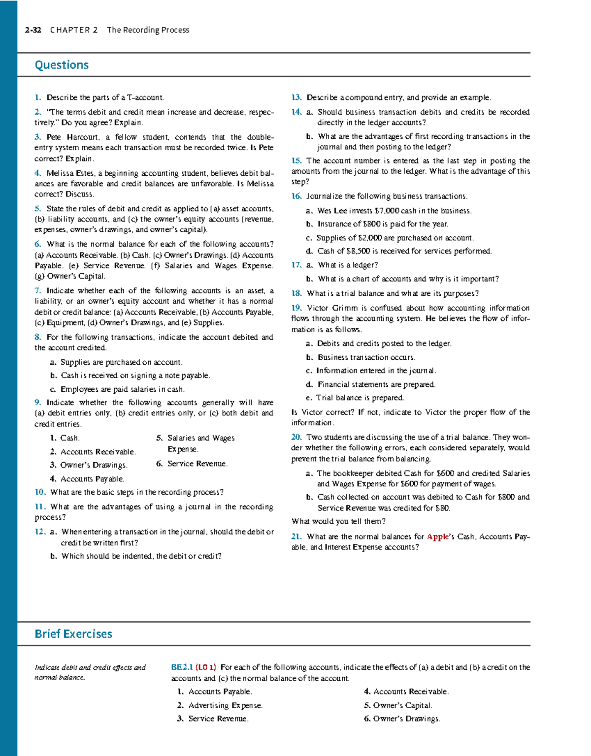 BACC200 Chapter 2 Recording Process Exercises and Questions - Studocu