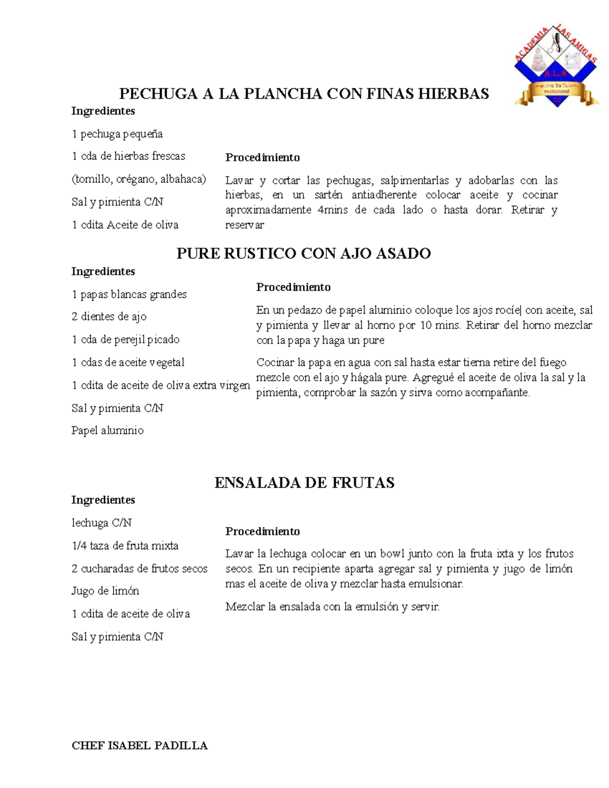 Recetas Saludables: PECHUGA a la Plancha y Ensalada de Frutas - Studocu