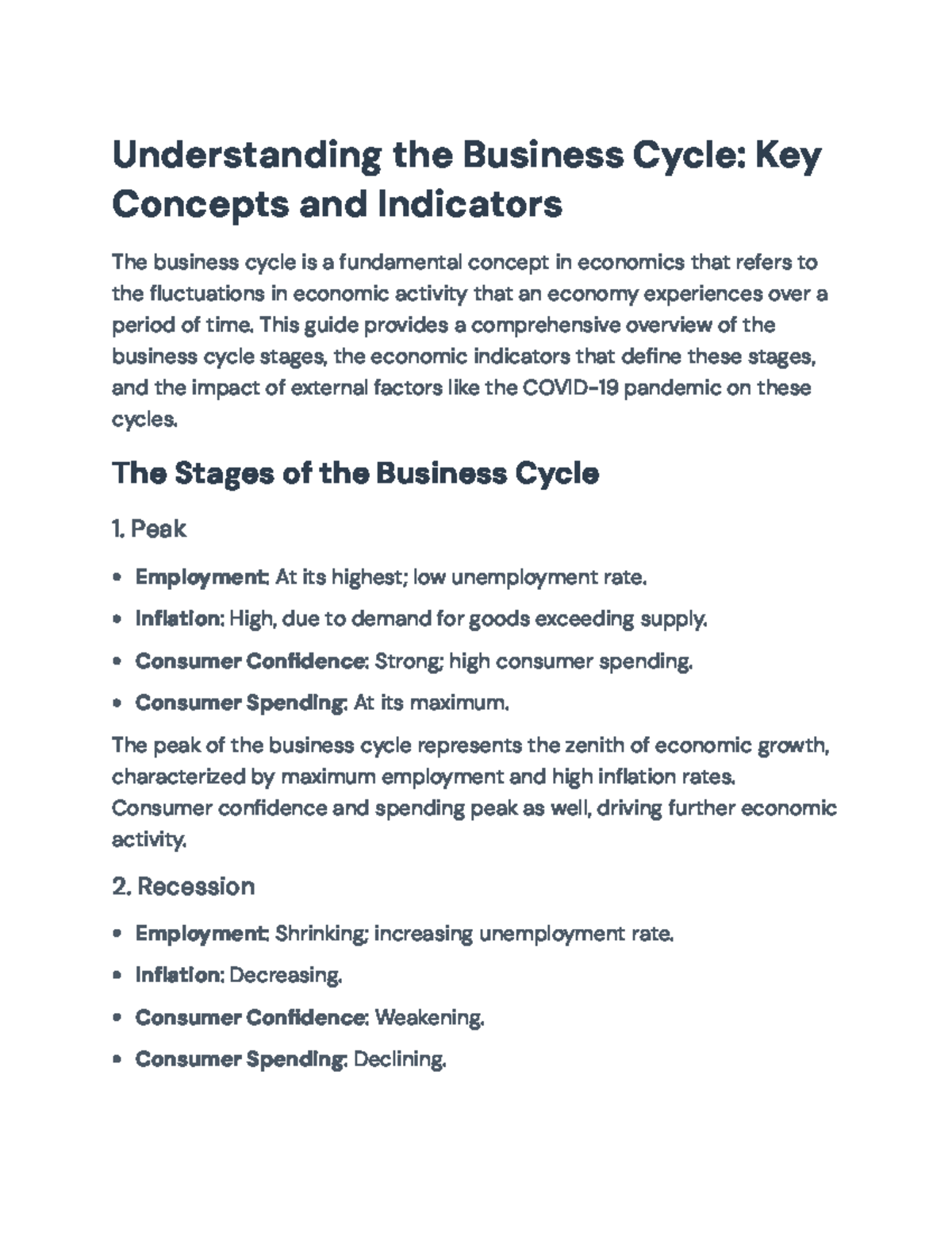 Understanding the Business Cycle: Stages, Indicators, and Impacts ...