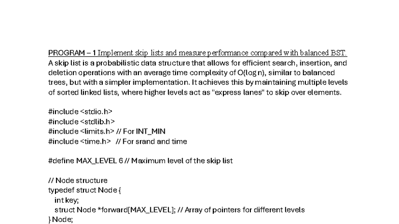 Advanced Data Structures: Skip Lists, Trees & Performance Analysis ...
