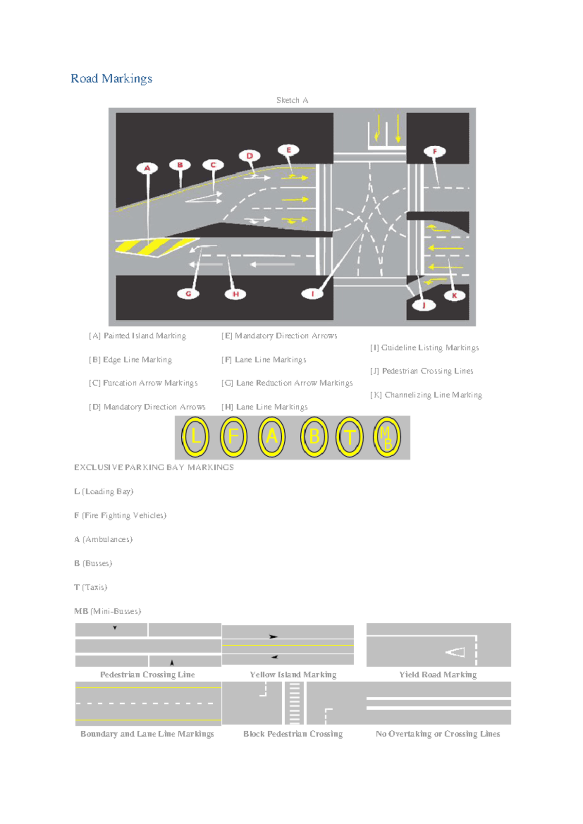 Road Markings Guide and Sketches for Traffic Management - Studocu