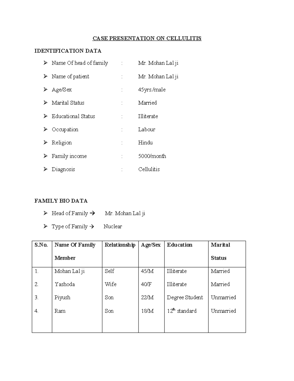 CASE STUDY ON CELLULITIS IDENTIFICATION AND MANAGEMENT - Studocu