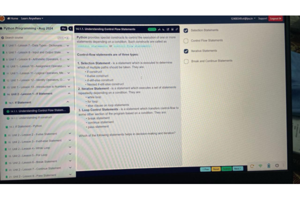 Unit 2 - Understanding Control Flow Statements in Python by Adarsh Kumar - Studocu