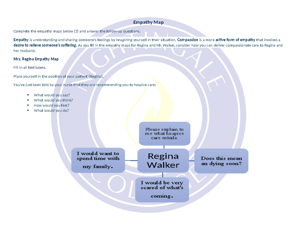 Week 15 Empathy Map: Understanding Regina & Mr. Walker's Feelings - Studocu
