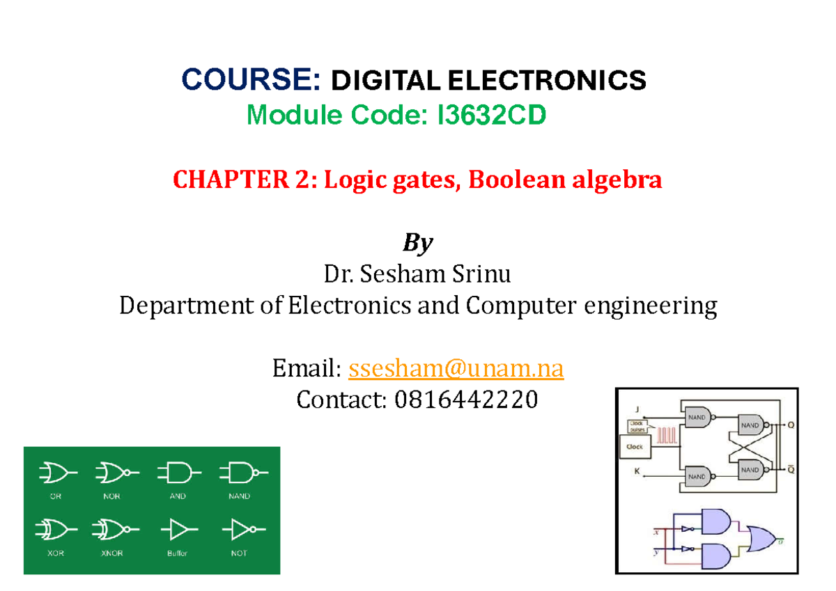 I3632CD CHAPTER 2: Logic Gates & Boolean Algebra Overview - Studocu