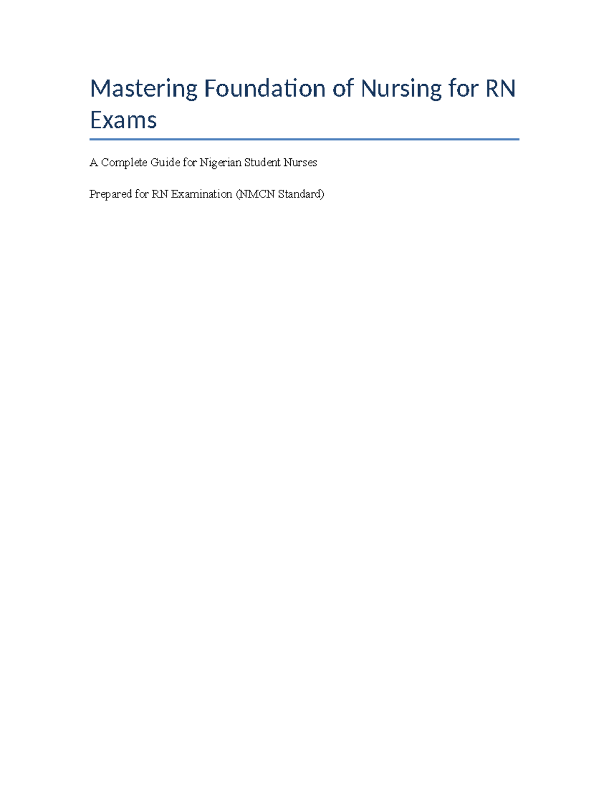 Foundation of Nursing RN Exam Guide: A Complete Study Resource - Studocu