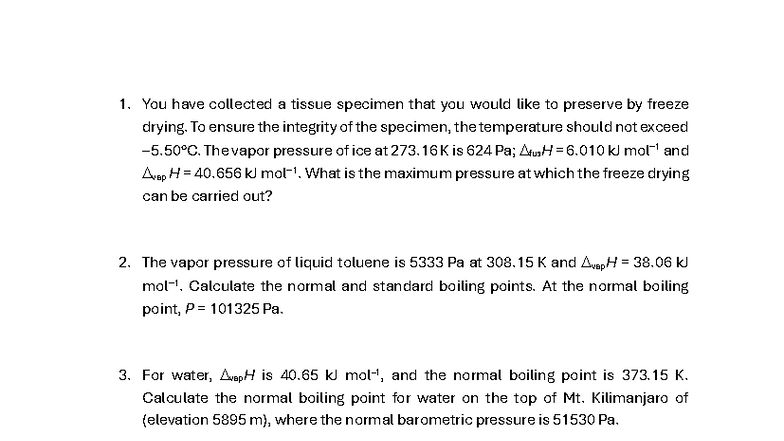 Practice Questions for C254 - Thermodynamics and Solutions 2025 - Studocu