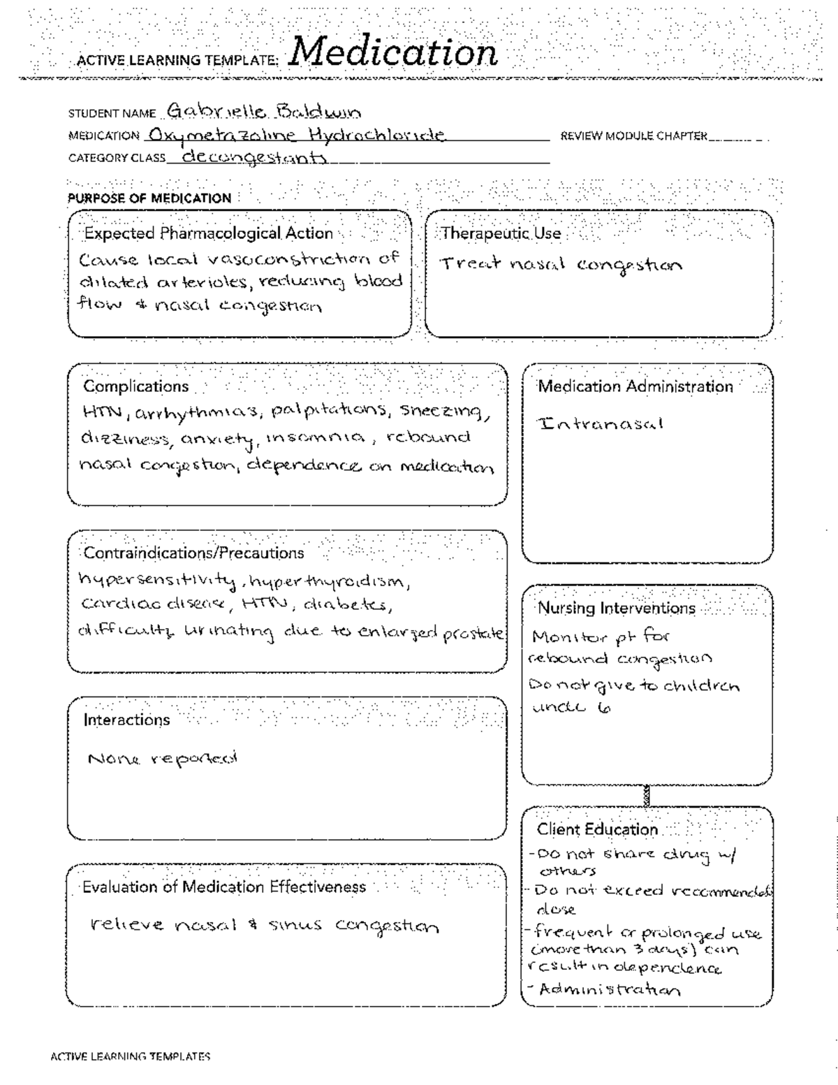 Oxymetazoline Hydrochloride: Active Learning Template for Medications ...