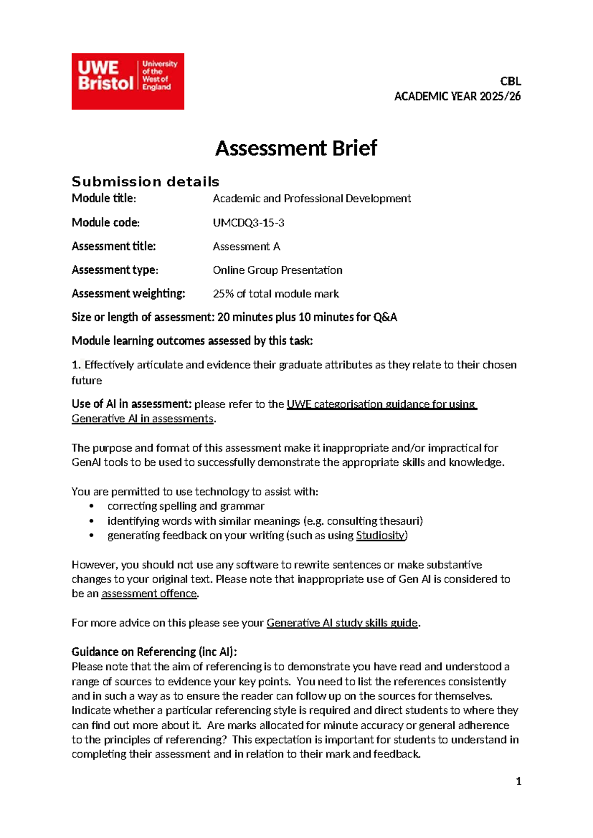 APD 2023 Assessment A Brief: Online Group Presentation Guide - Studocu