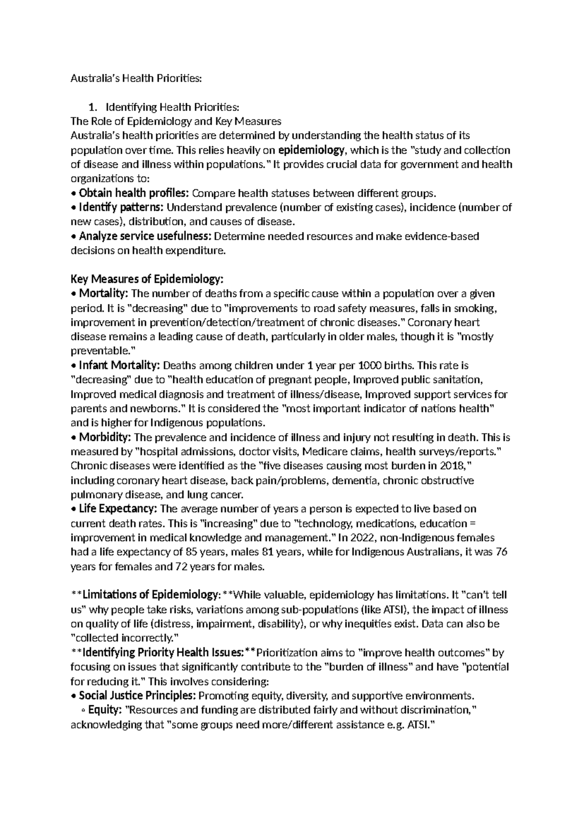 Health Priorities: Understanding Epidemiology and Key Measures - Studocu
