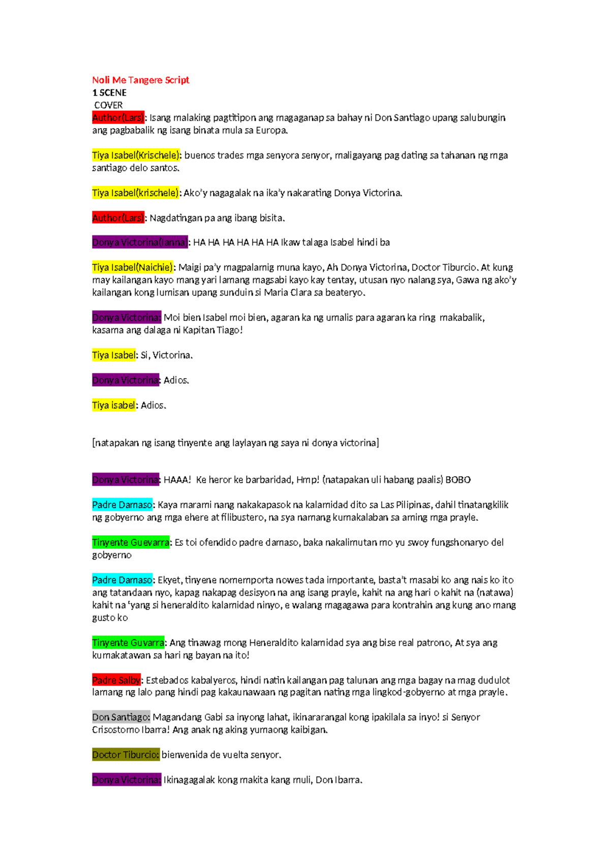 Noli Me Tangere Script: Dramatic Scenes and Character Interactions ...