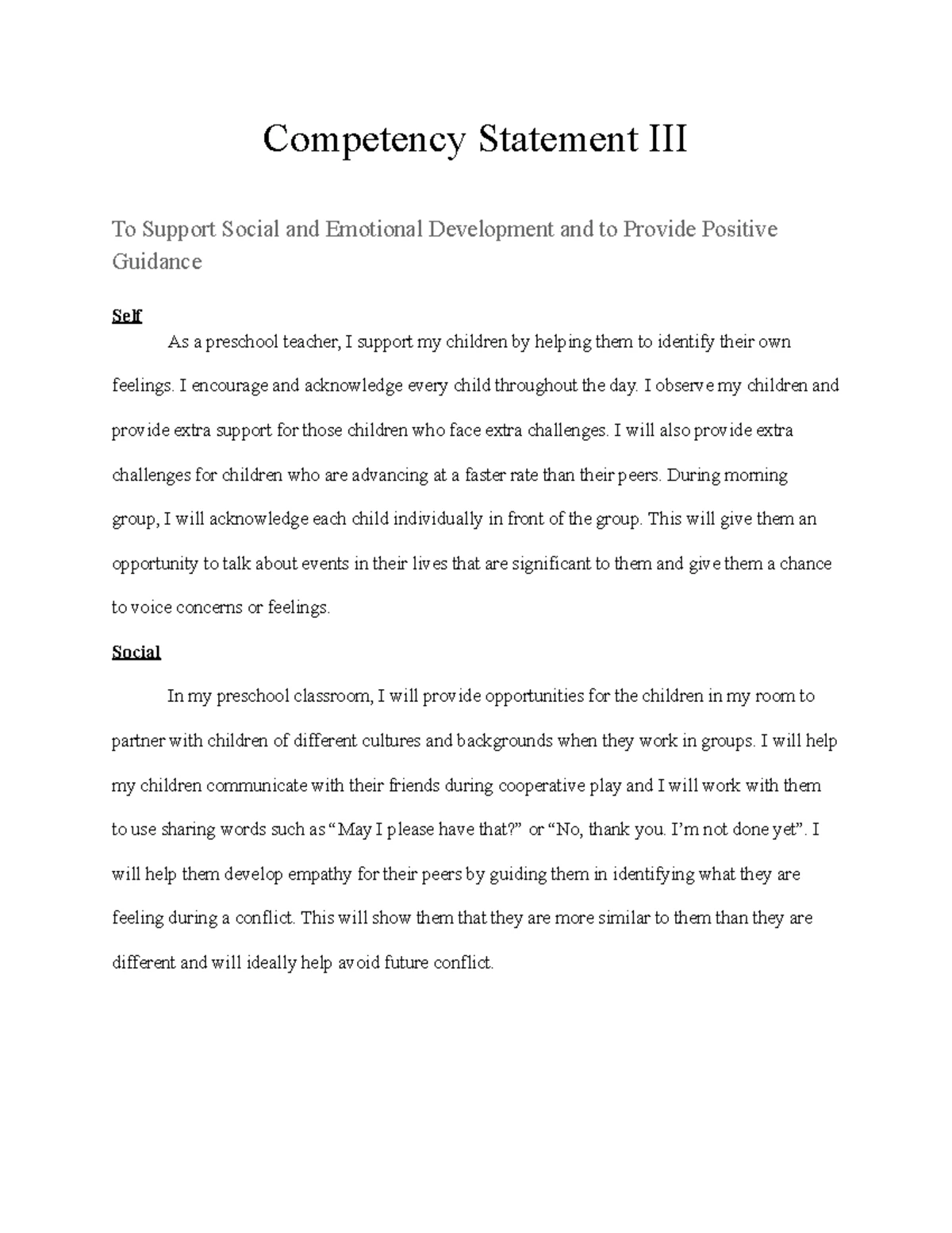 Competency Statement II- Physical and Intellectual - Katerina Stanley ...