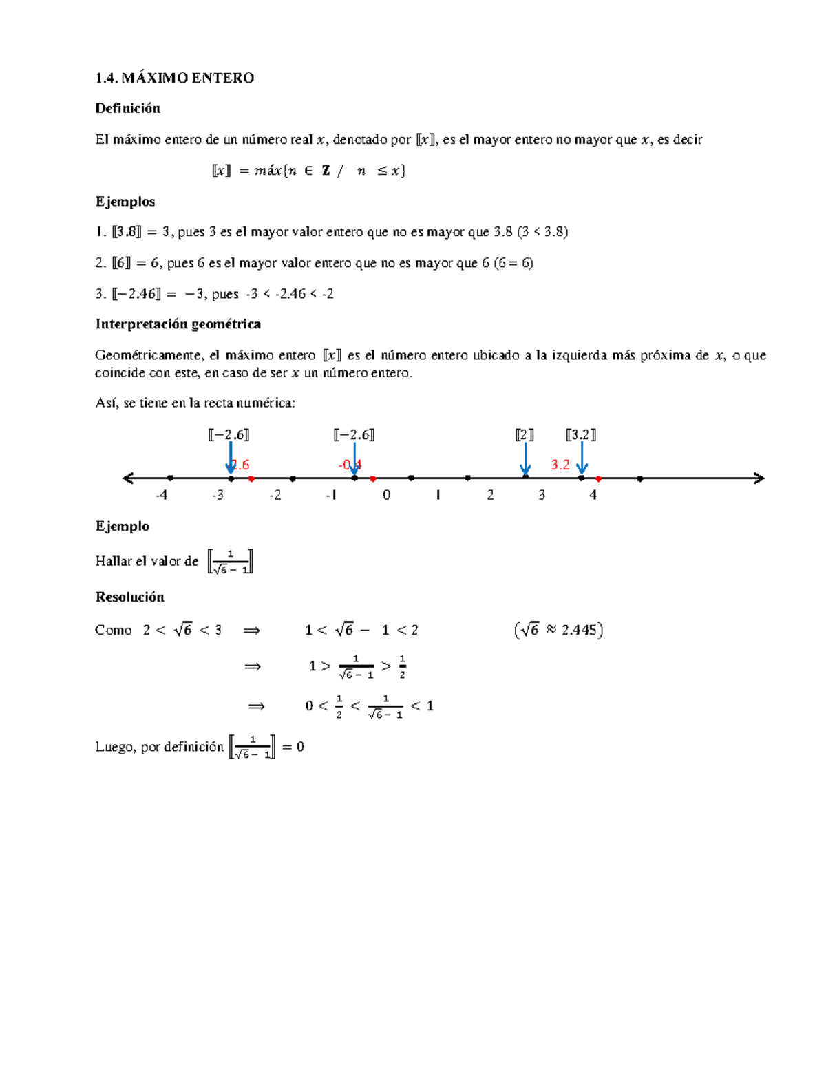 Máximo Entero - Conceptos y Ejercicios Completos en Matemáticas - Studocu