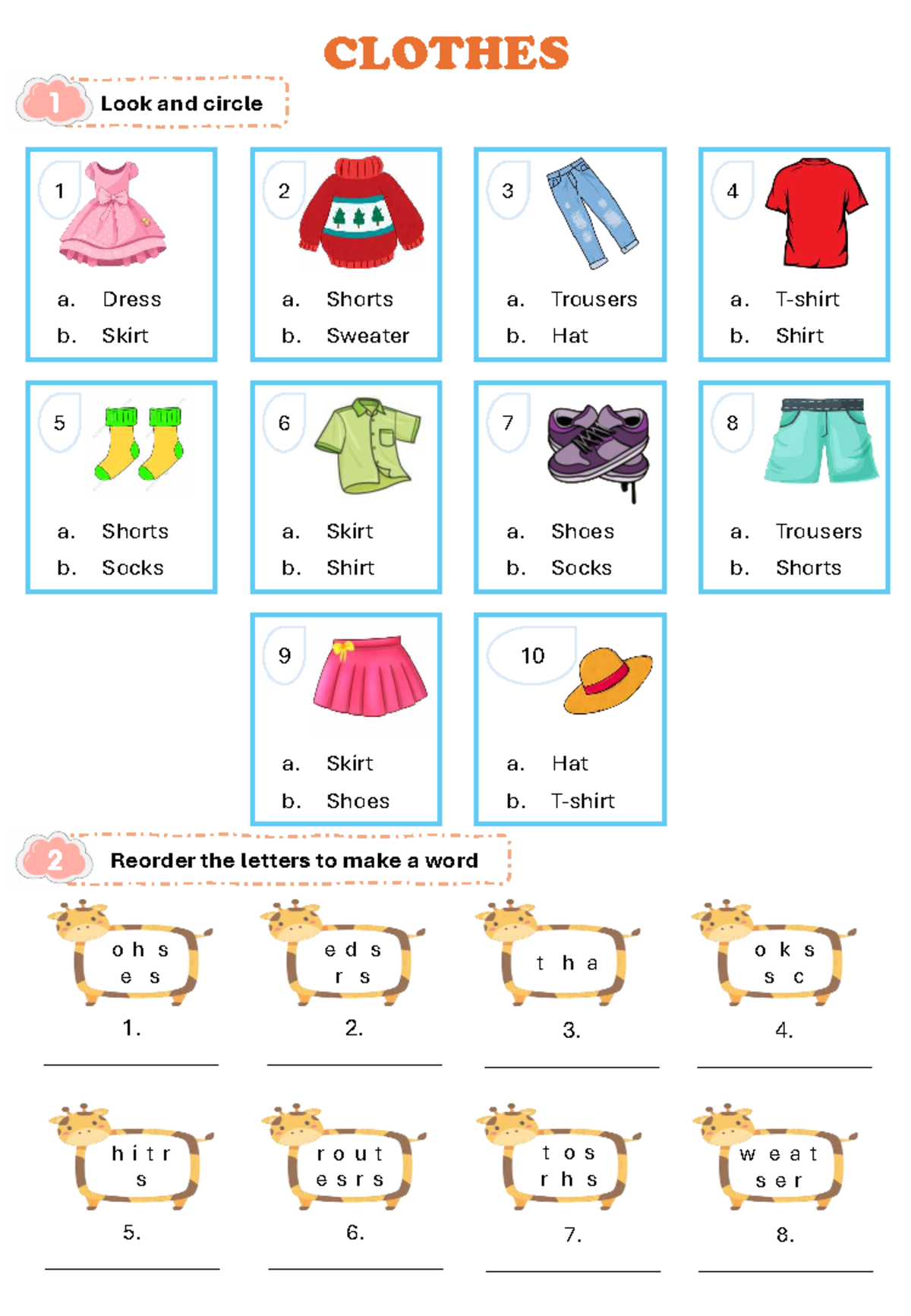 CLOTHES 1: Look, Circle, and Match Activities - Studocu