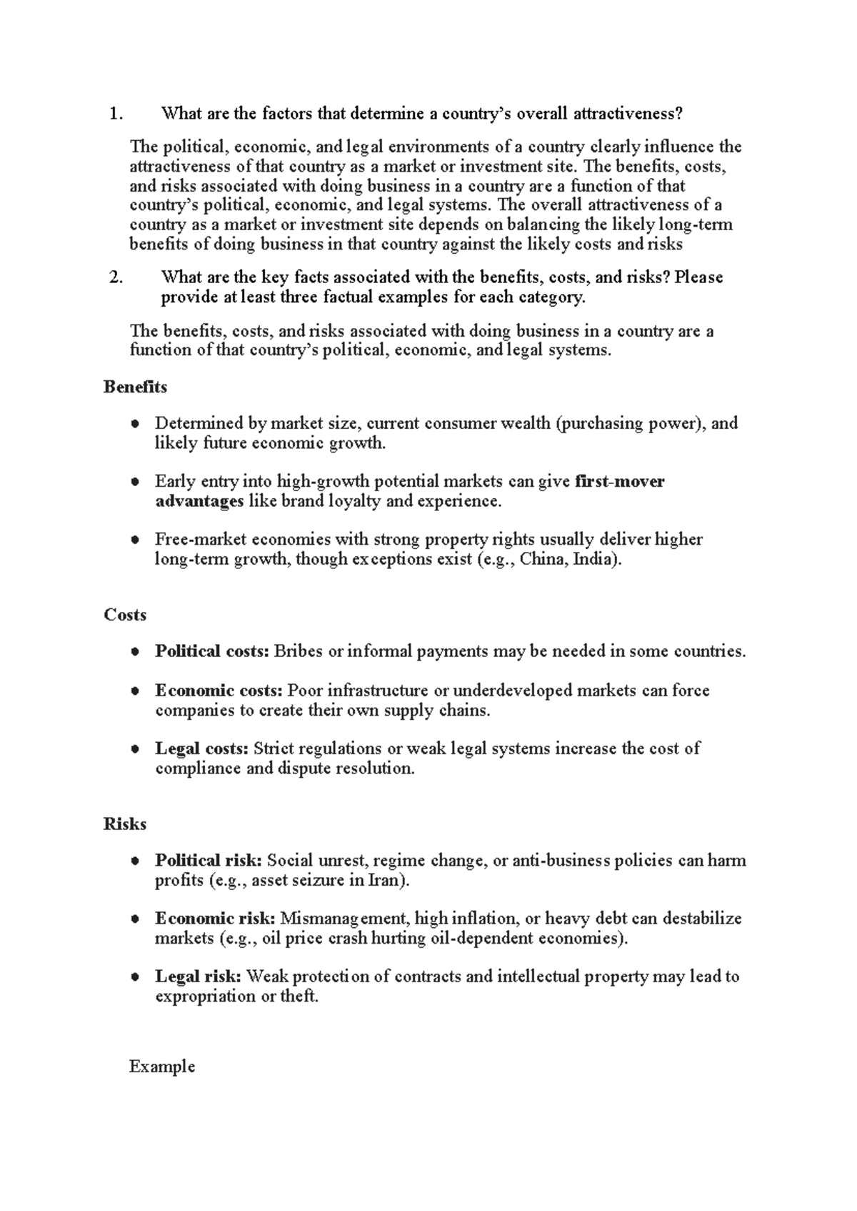IB NOTE - Factors Influencing Country Attractiveness in International ...