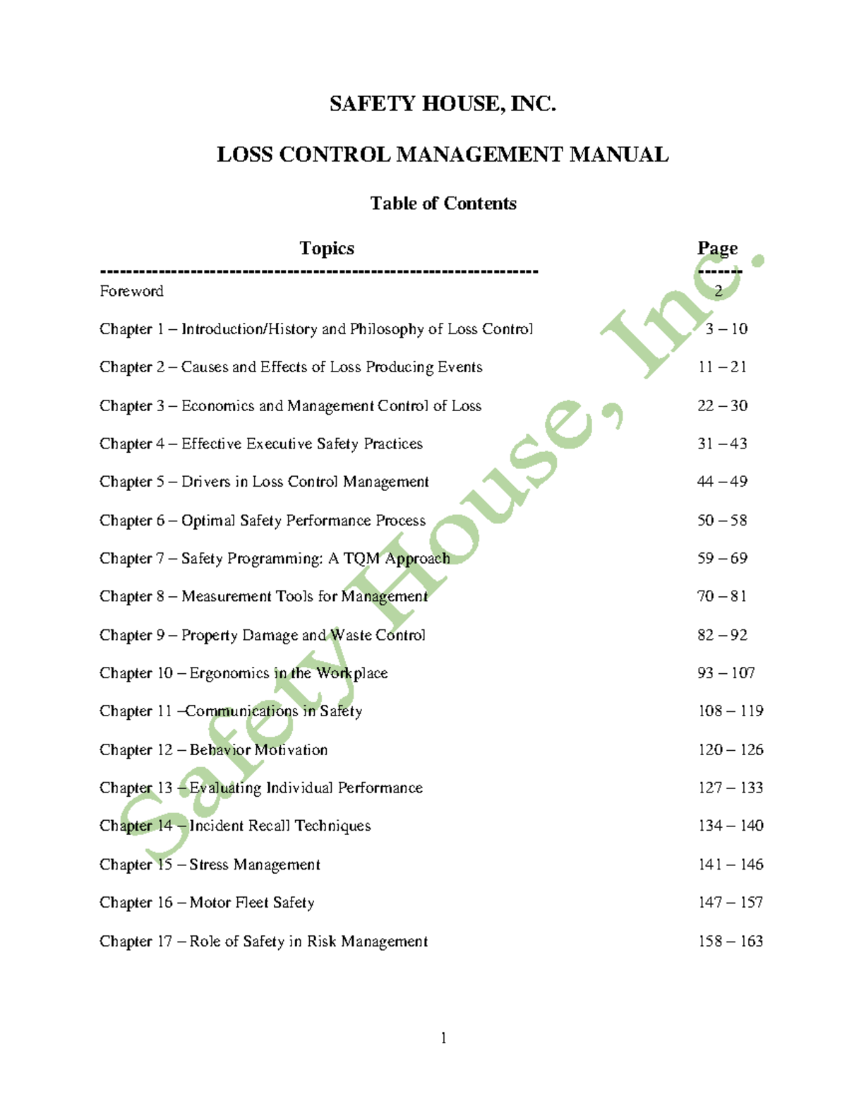 Loss Control Management Manual: Comprehensive Safety Guidelines - Studocu