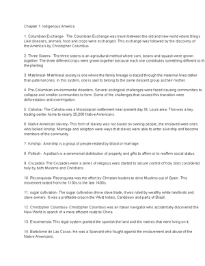 HIST 2111 Exam 1 Study Guide - HIST 2111 Exam 1 Please note: This ...