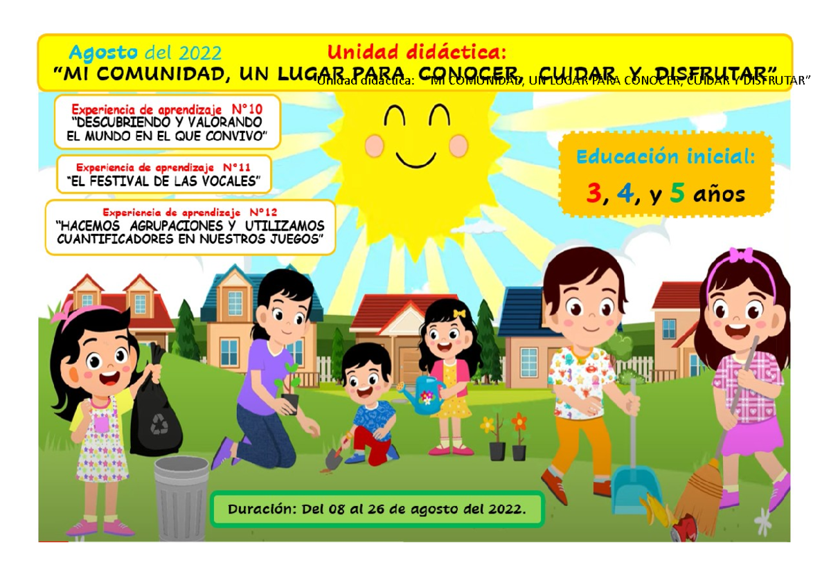 Unidad Didáctica: MI COMUNIDAD, CUIDADO Y VALORACIÓN (10-12) - Studocu