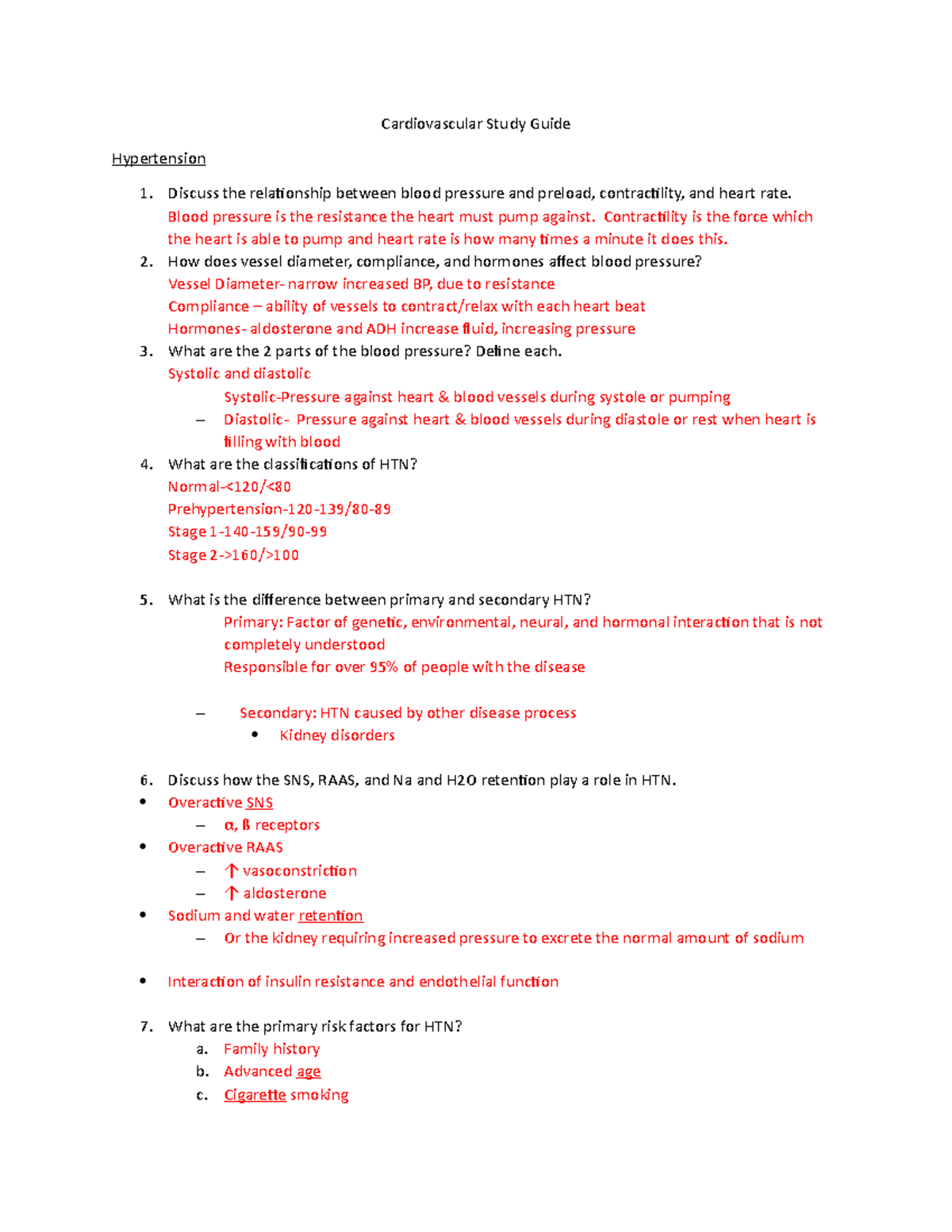 Module 5 Cardiovascular Study Guide: Key Concepts and Hypertension ...
