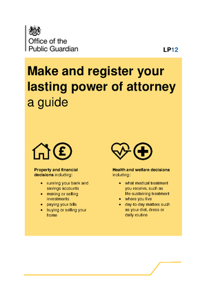 LPA120 Lasting power of attorney and enduring power of attorney fees ...