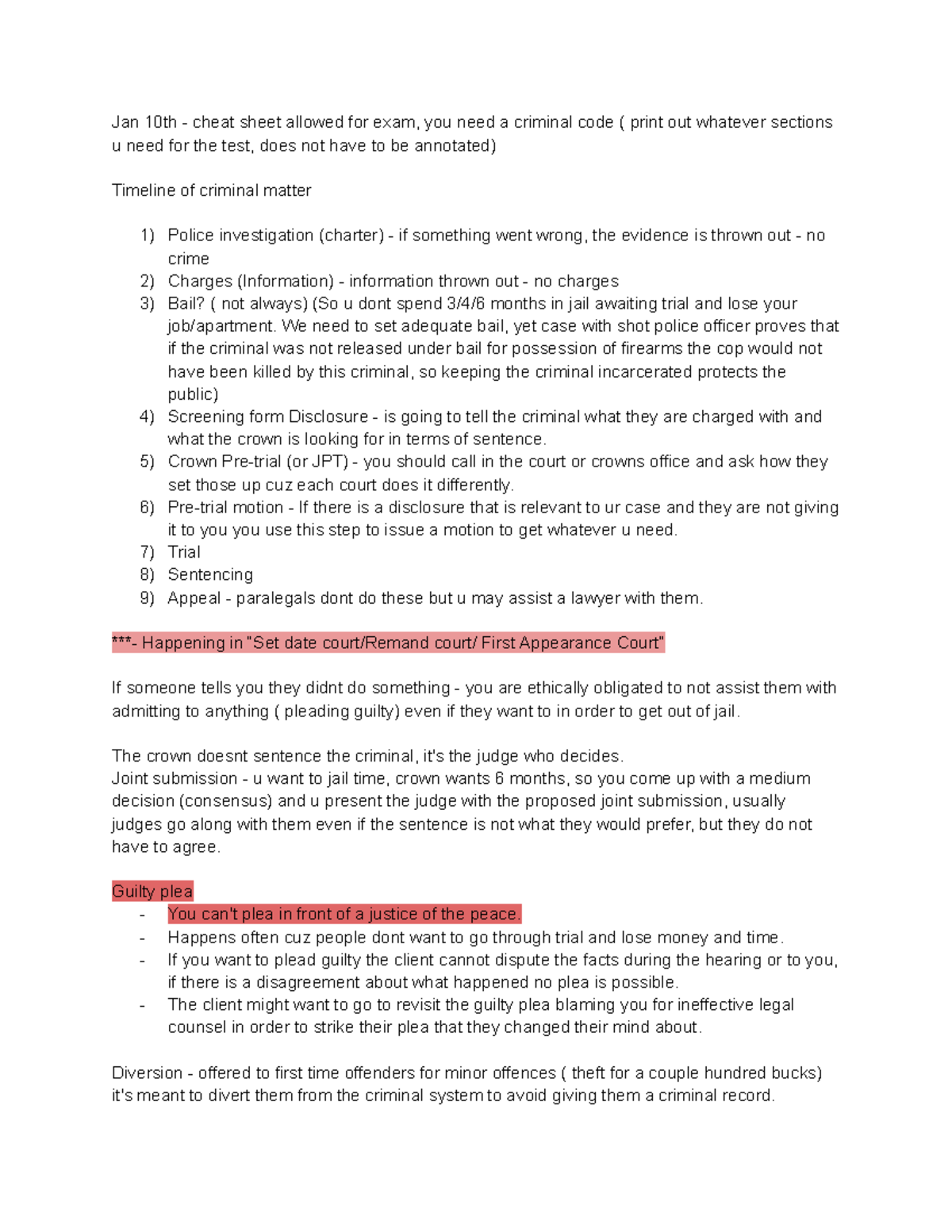 Criminal Law (CRIM 101): Summary Conviction Overview & Key Processes ...