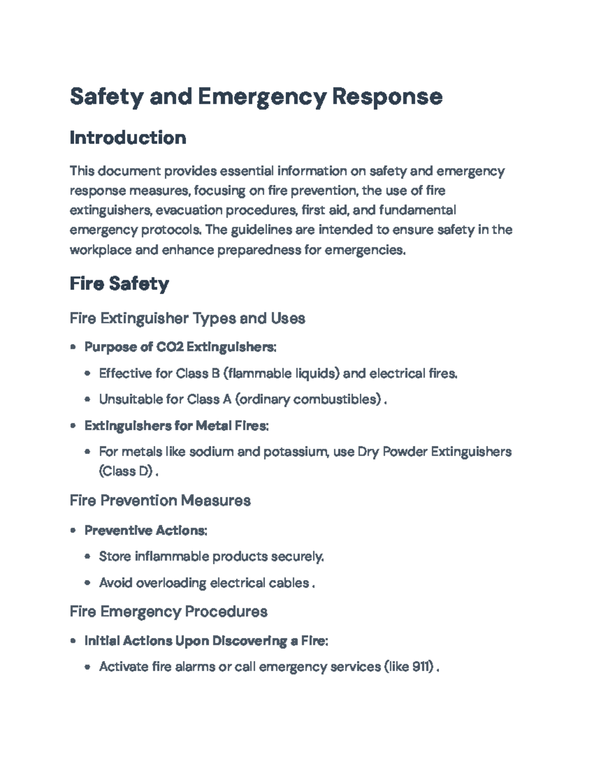 Safety & Emergency Response Guidelines: Workplace Preparedness - Studocu