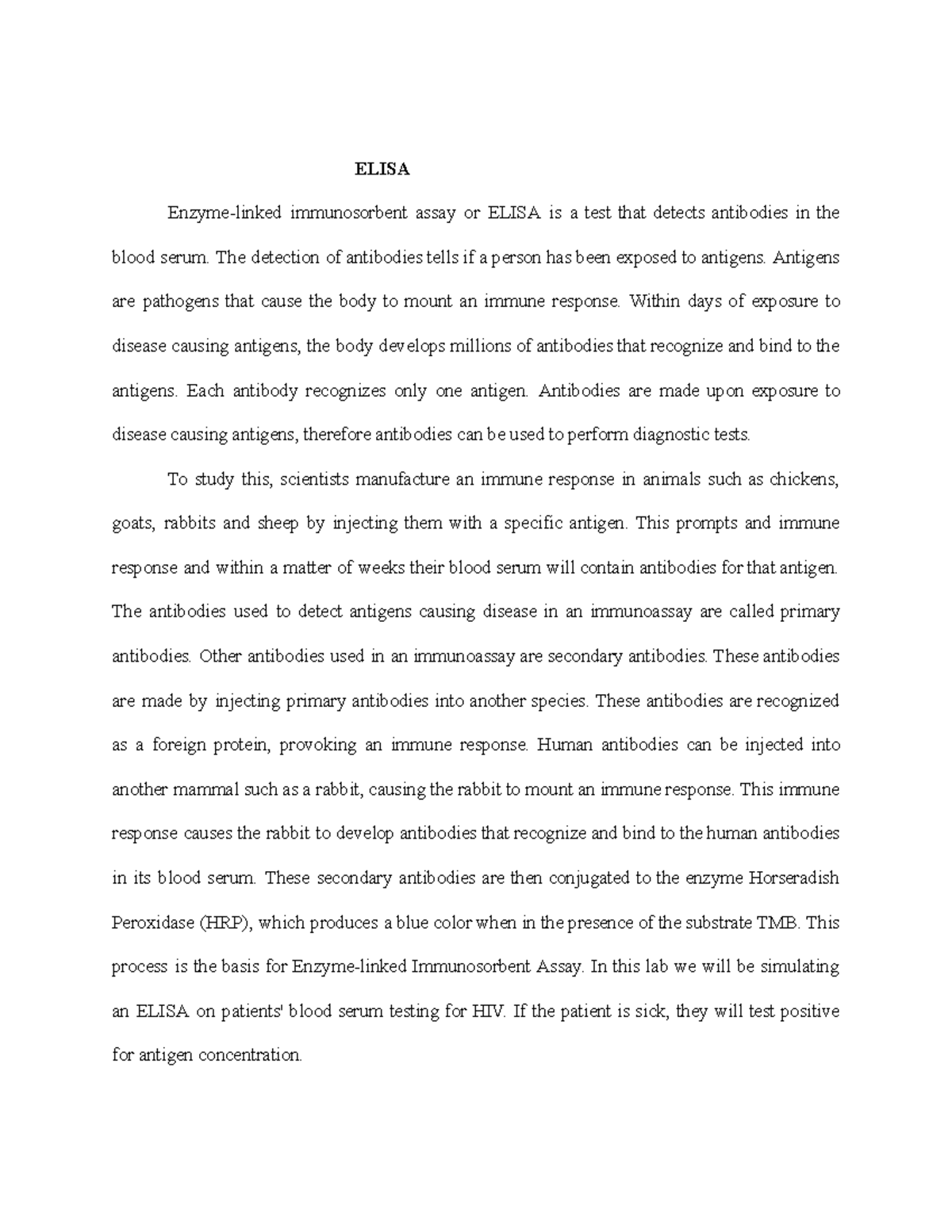 Elisa - ELISA Enzyme-linked immunosorbent assay or ELISA is a test that ...