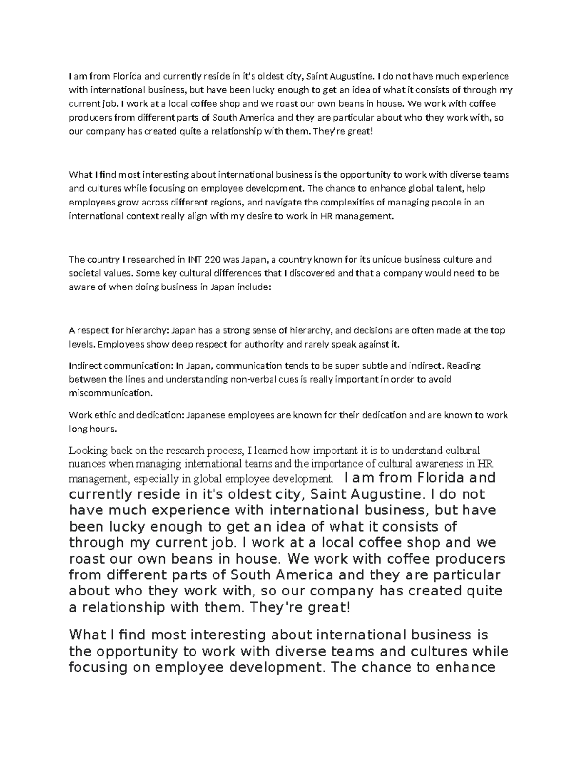 INT 220 Discussion 1: Insights on International Business Culture - Studocu
