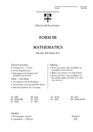 Year 9 Math - Grade: 9 - Secondary School - Studocu