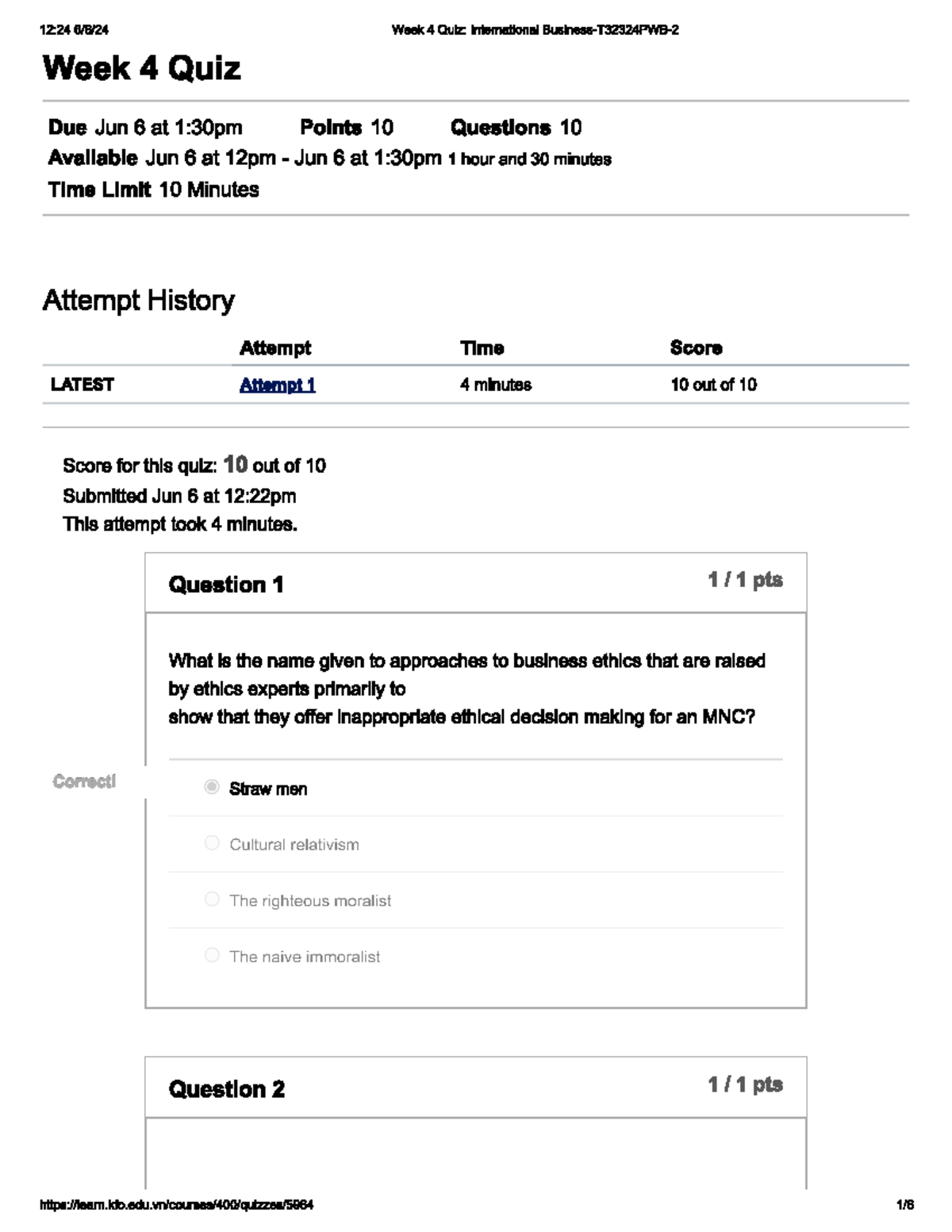 In-Class Quiz 4 - IB Course Notes - Studocu