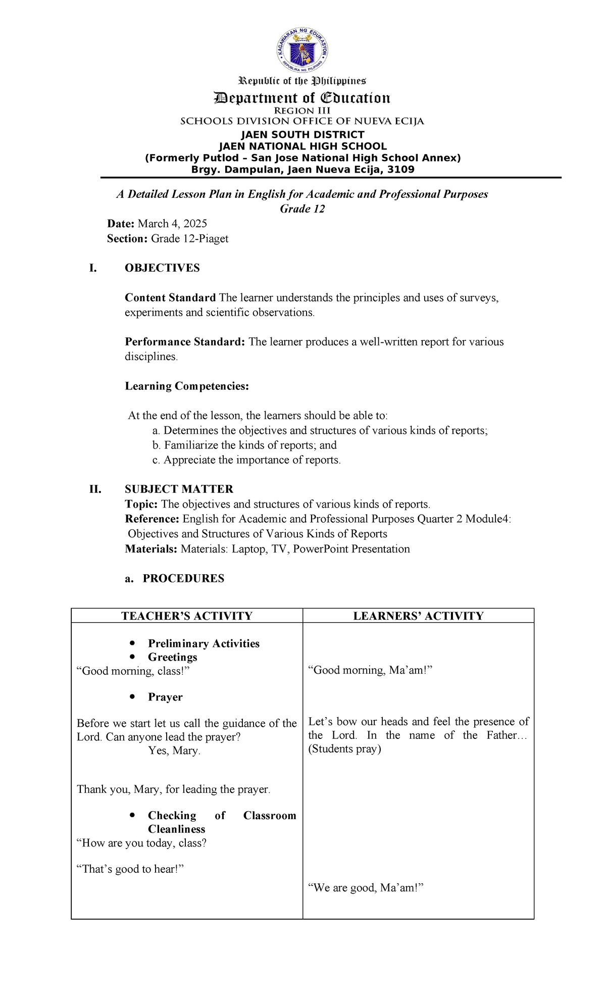 DLP 12 Piaget - Detailed Lesson Plan - JAEN SOUTH DISTRICT JAEN ...