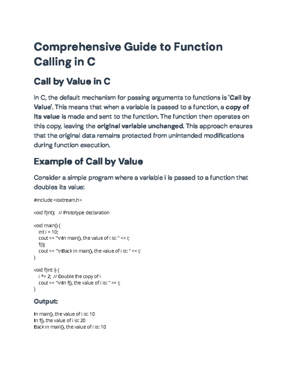 Comprehensive Guide to Call by Value & Reference in C Programming - Studocu