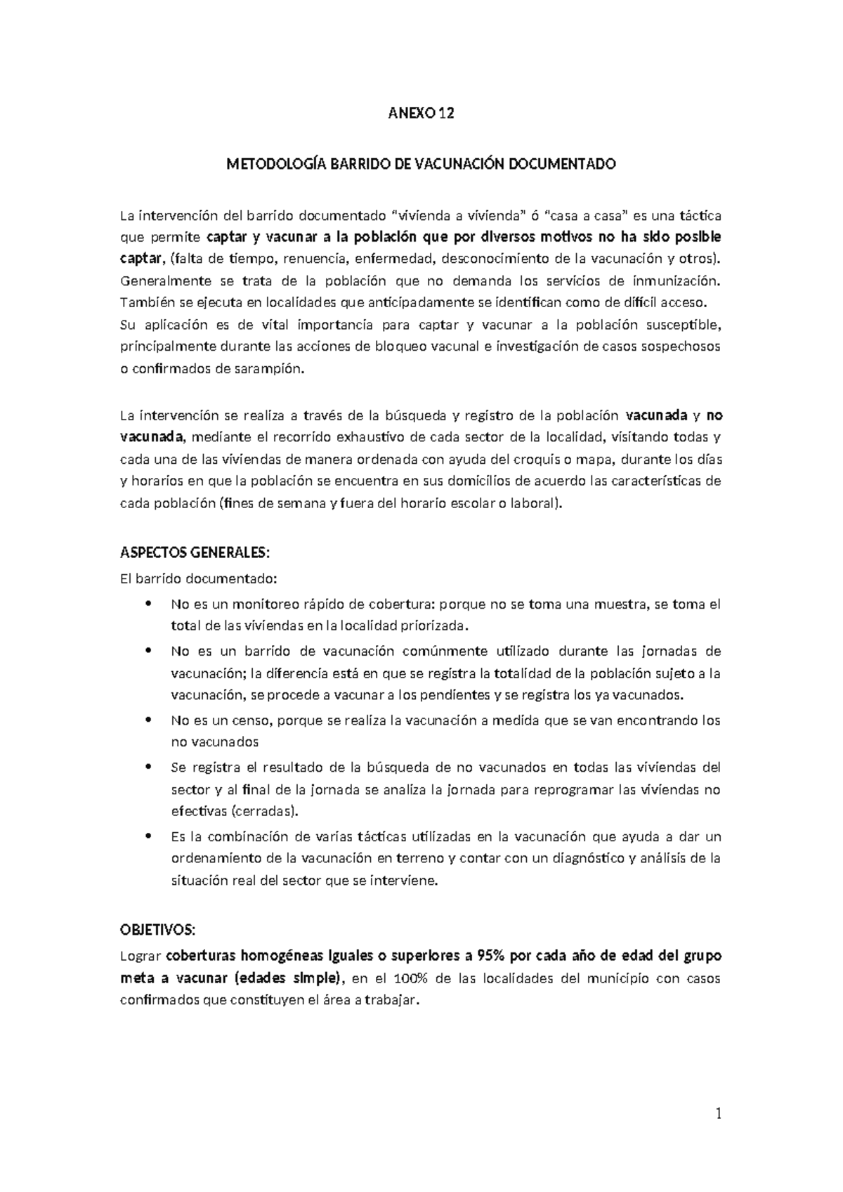 Guía de Metodología de Barrido Documentado para Vacunación DP - Studocu