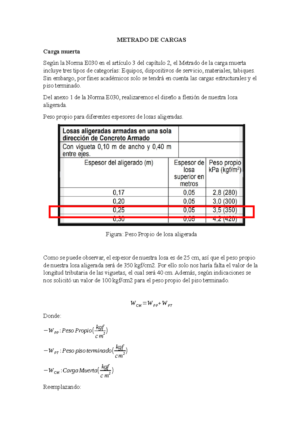 Metrado de Cargas E030: Diseño y Cálculo de Cargas Muertas y Vivas ...