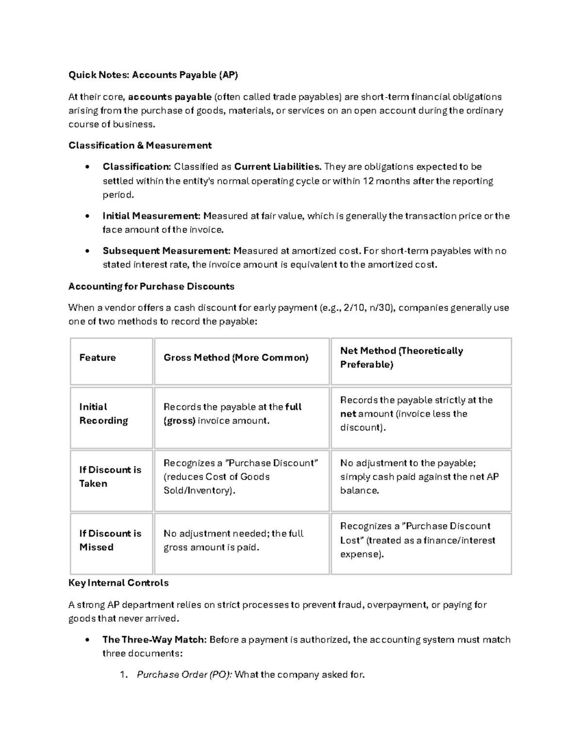 AP Quick Notes: Understanding Accounts Payable Essentials - Studocu