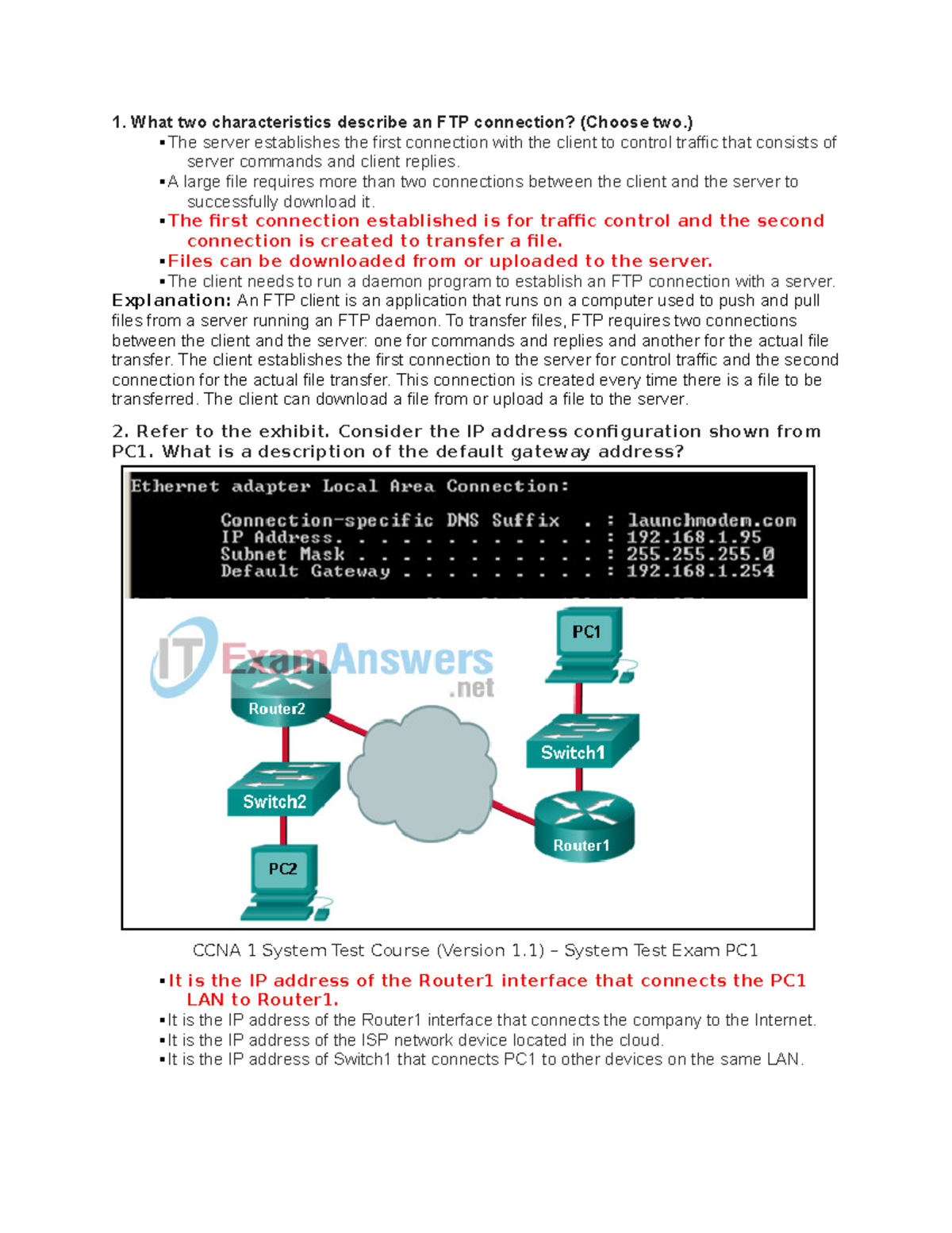 Ccnav 7 System Test Course Version 11 System Test Exam Answers 1 What Two