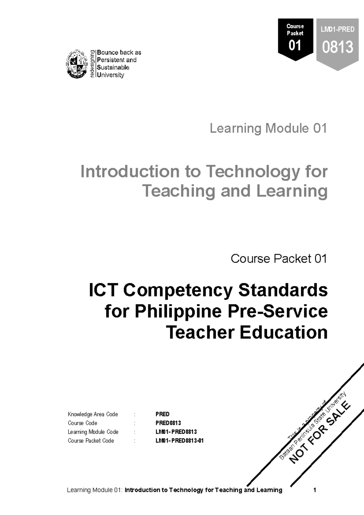LM01-PRED 0813: ICT Competency Standards for Pre-Service Teacher Ed ...