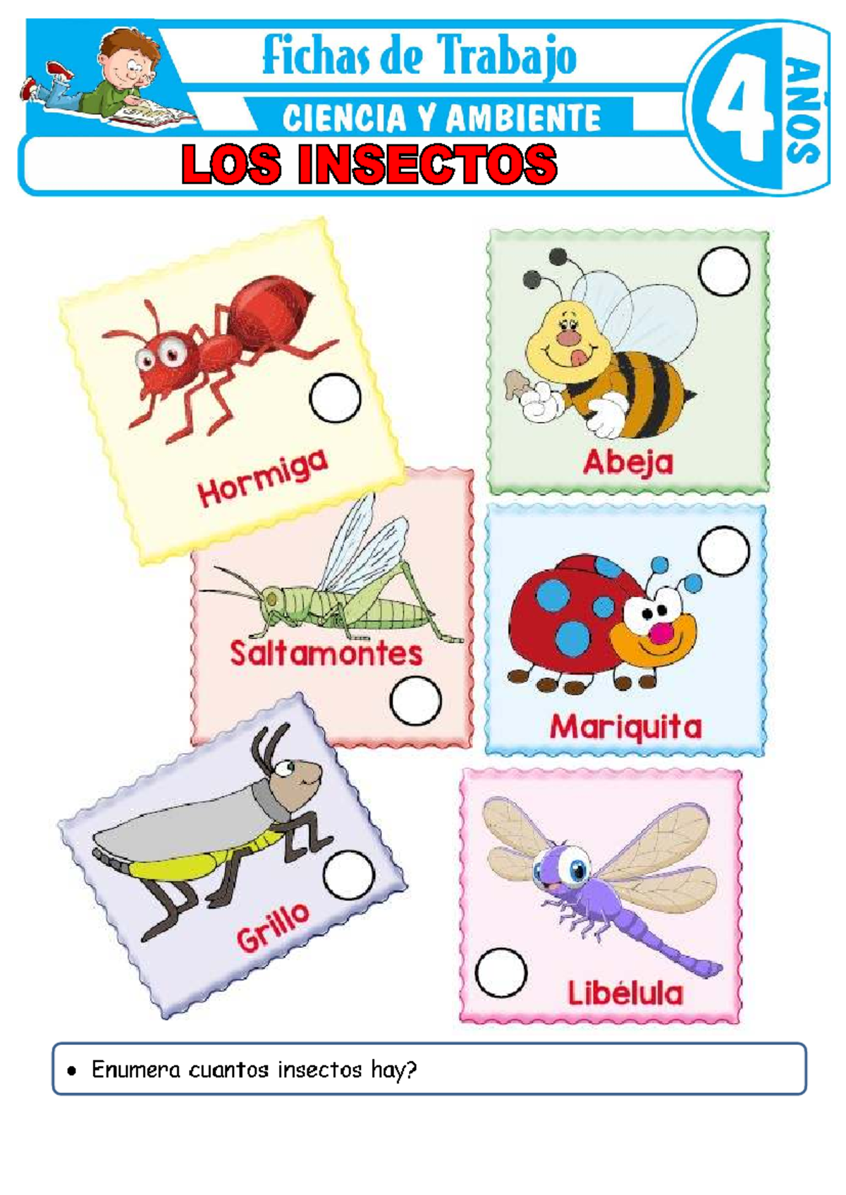 Fichas de Trabajo: Insectos para Niños de 4 Años - Studocu