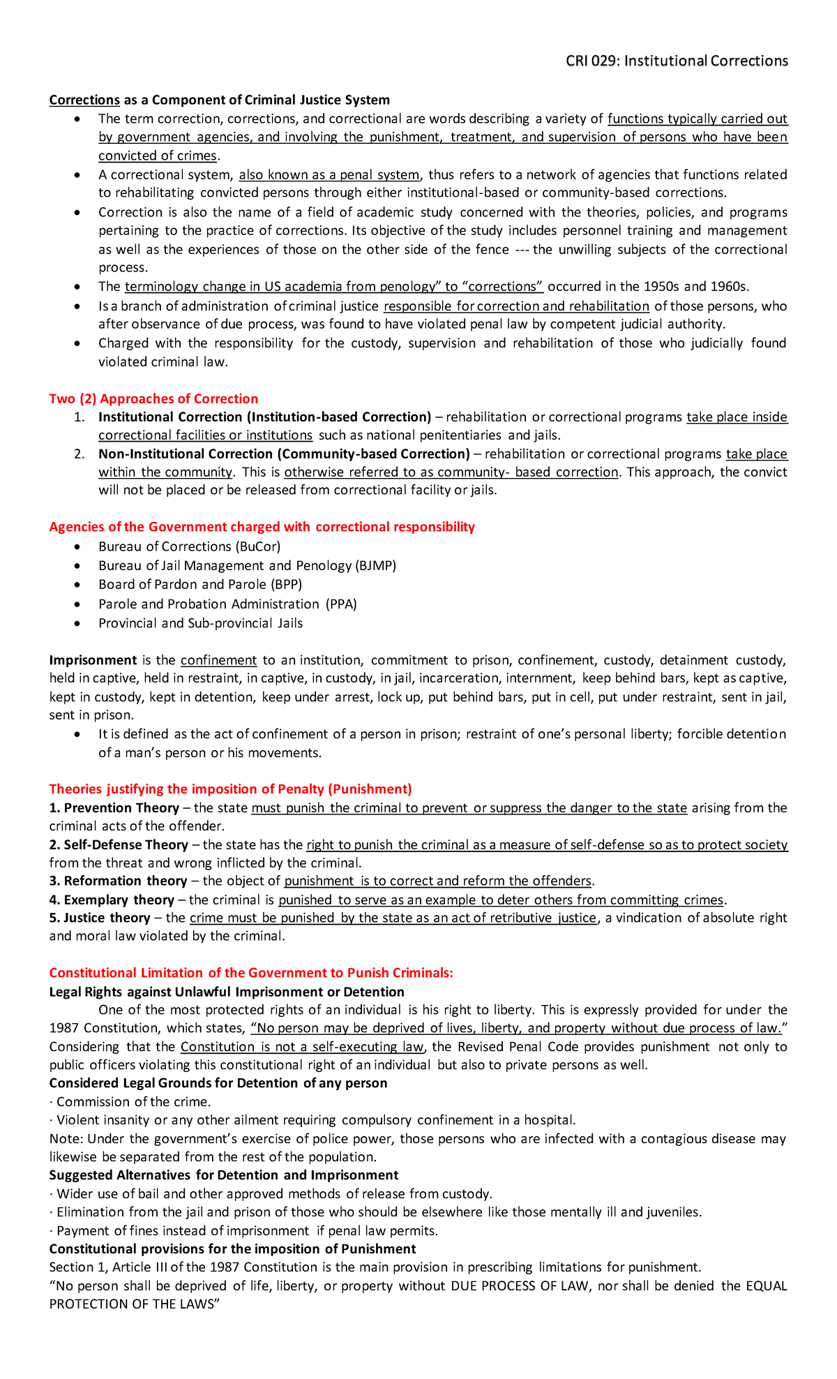 CRI-029: Comprehensive Overview of Institutional Corrections - Studocu