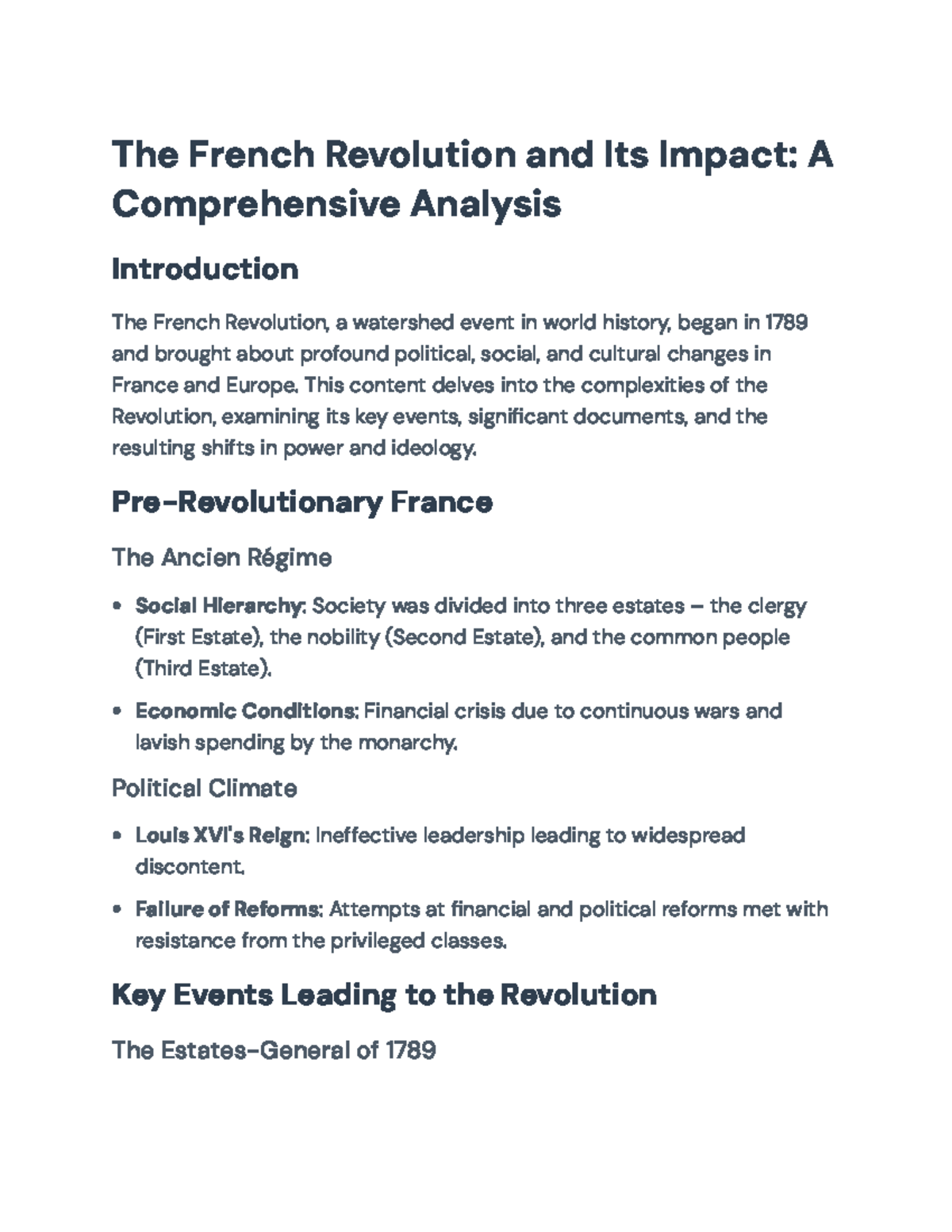 The French Revolution: Key Events, Impacts, and Legacy Analysis - The ...