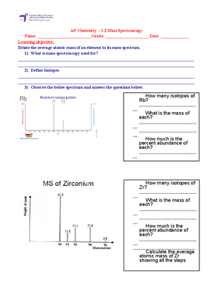 1 - ap chemistry - AP Chemistry Topic 1, 1. FRQ: A student is given a ...
