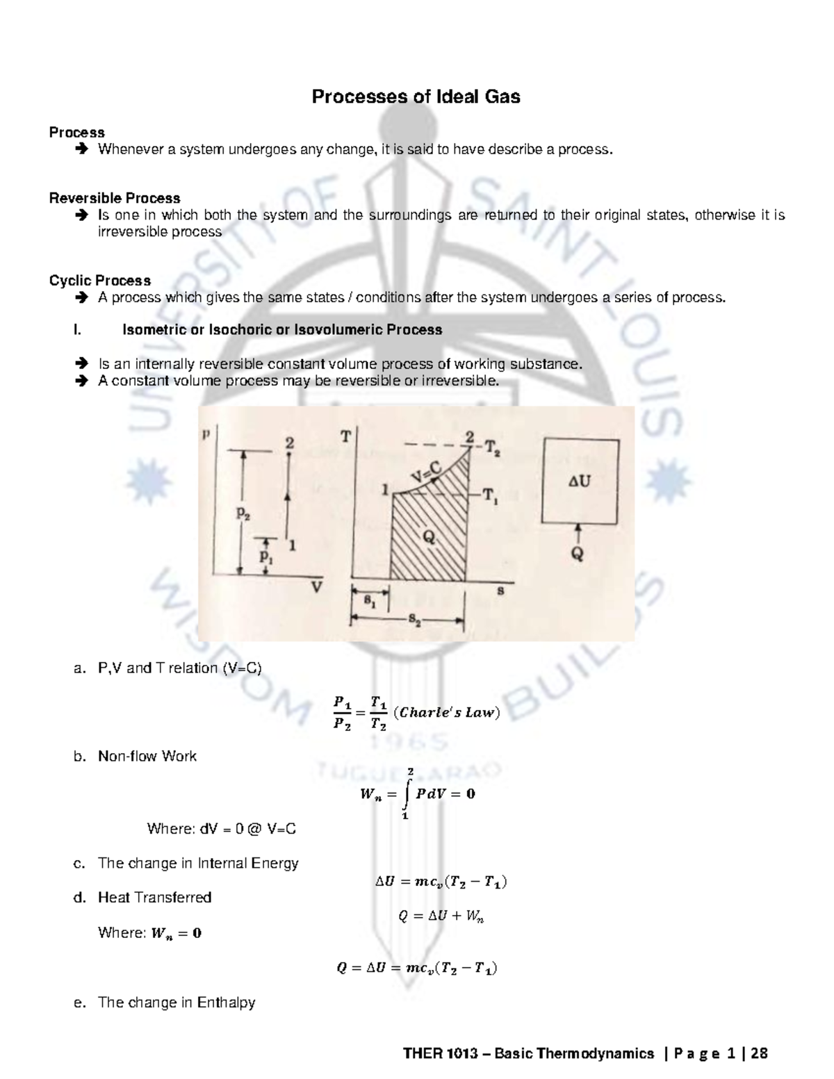 THER 1013 Ideal Gas Processes: Reversible, Irreversible, and Cyclic ...