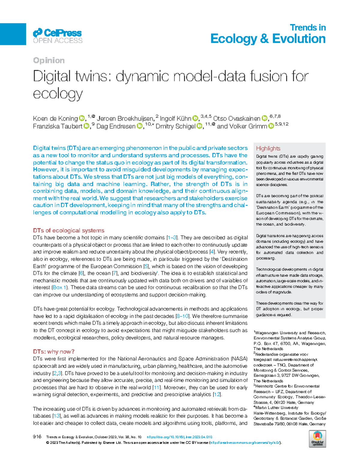 Trends in Ecology & Evolution: Digital Twins in Ecological Research ...