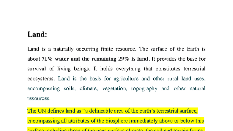 Land Resources - Helpful - Land: Land is a naturally occurring finite ...