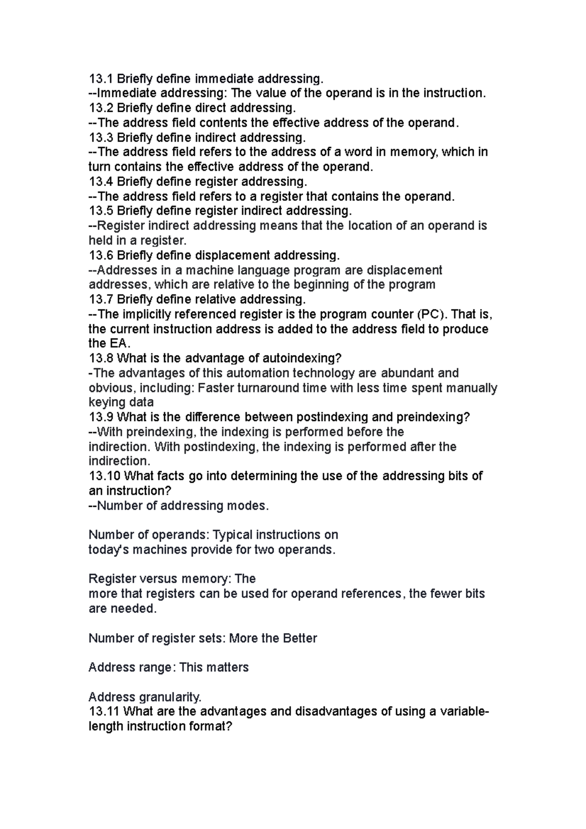 Chapter 13 - sadasd - 13 Briefly define immediate addressing ...