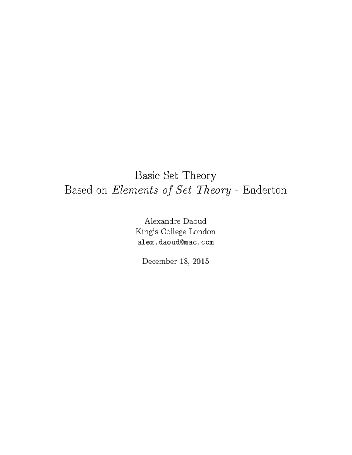 Set Theory Concepts and Axioms - Lecture Notes (MATH 101) - Studocu