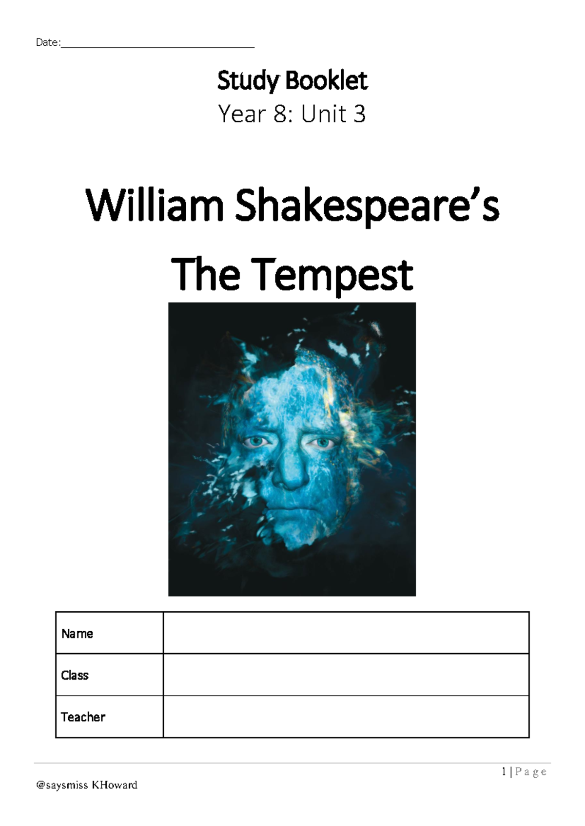 The Tempest Year 8 Unit 3 Study Workbook: Final Exam Notes - Studocu