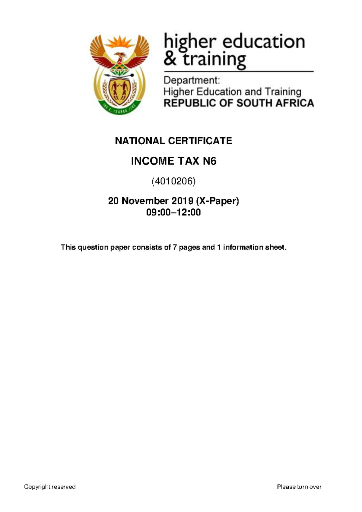 N660 - Income TAX N6 QP NOV 2019 ADall - RTV202 - Mandela - Studocu