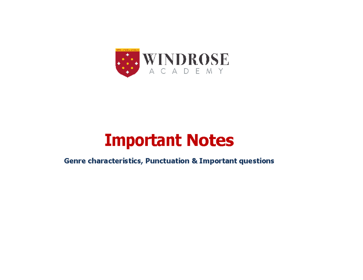 Year 8 Study Guide: Genre Characteristics & Punctuation Notes - Studocu