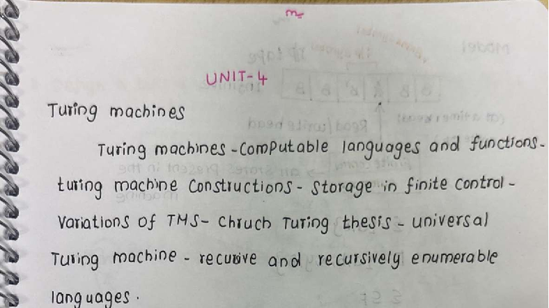 U4&5 FLA - Turing Machines and Recursive Languages Overview - Studocu